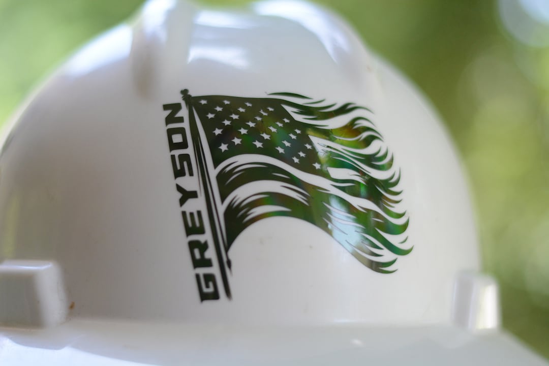 Large Custom Name Hardhat Decal, Sticker, Flag, American Flag - Etsy