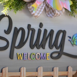 Welcome Spring Round Wood Front Door, Porch, Patio, Door Hanger Wreath ...