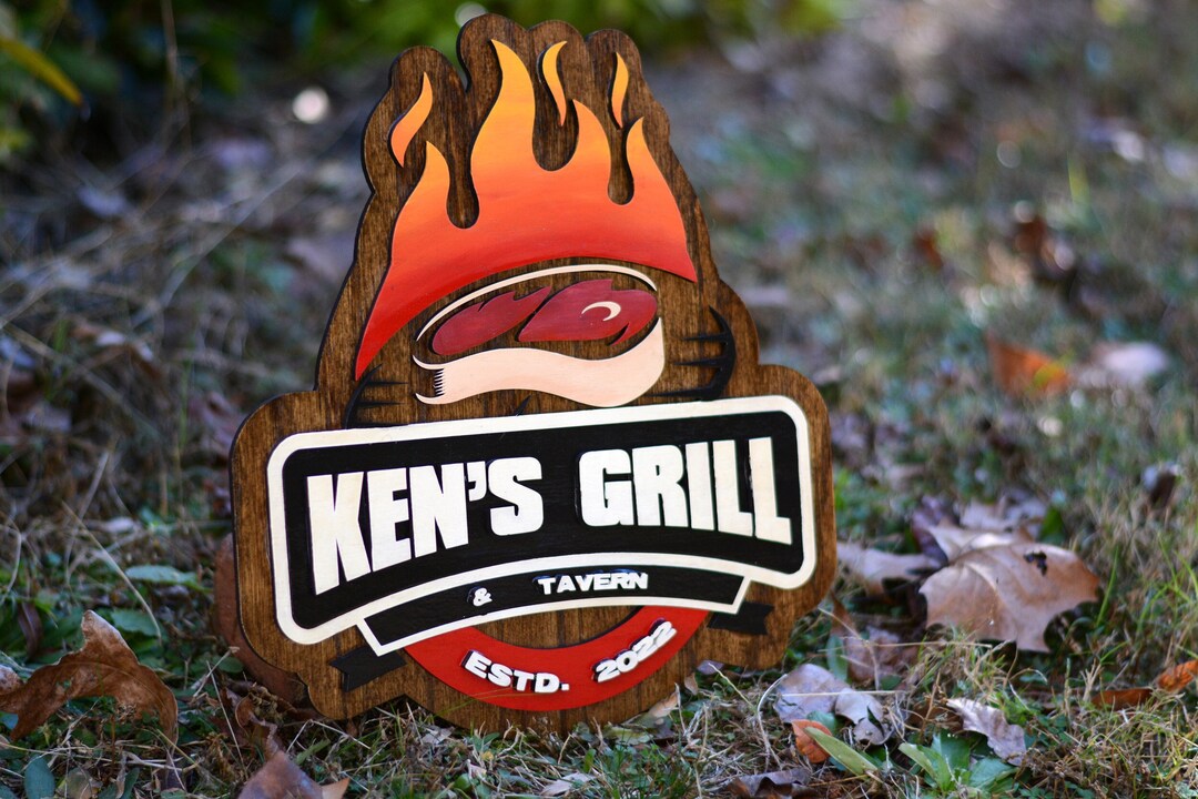 Backyard Patio BBQ Personalized Grill Sign, Plaque, Steak, Tavern, Est ...