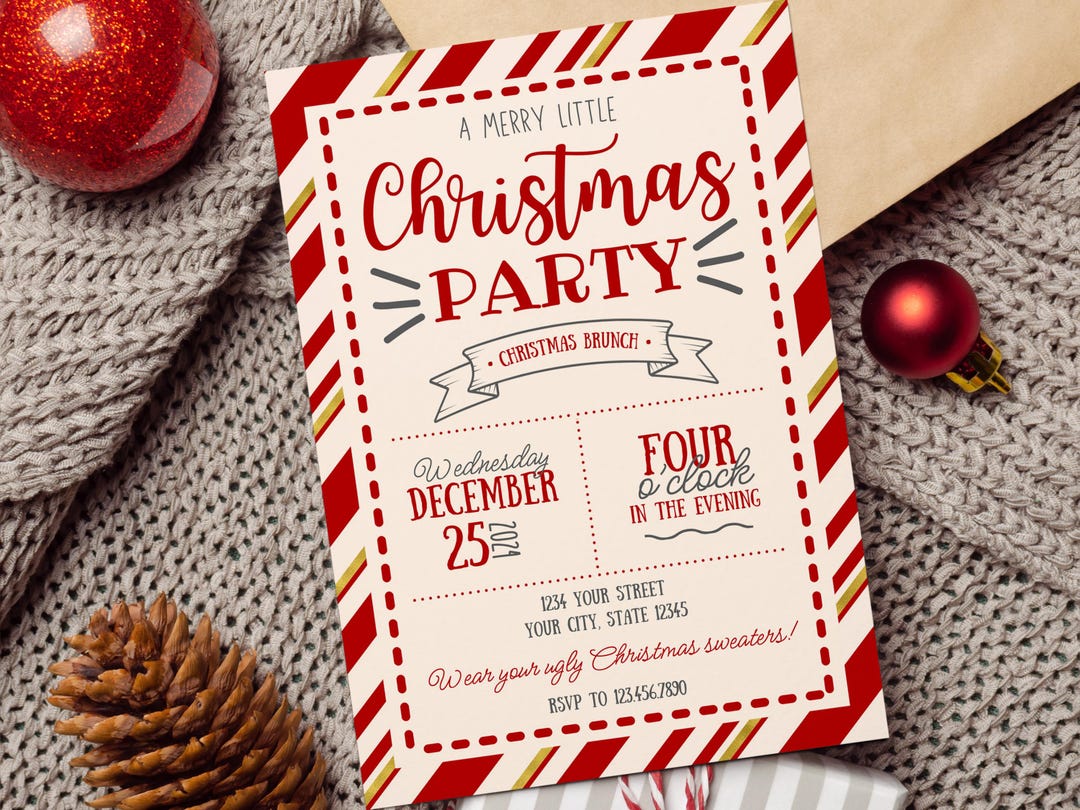 Christmas Party Invitation Template Editable Invite Printable ...