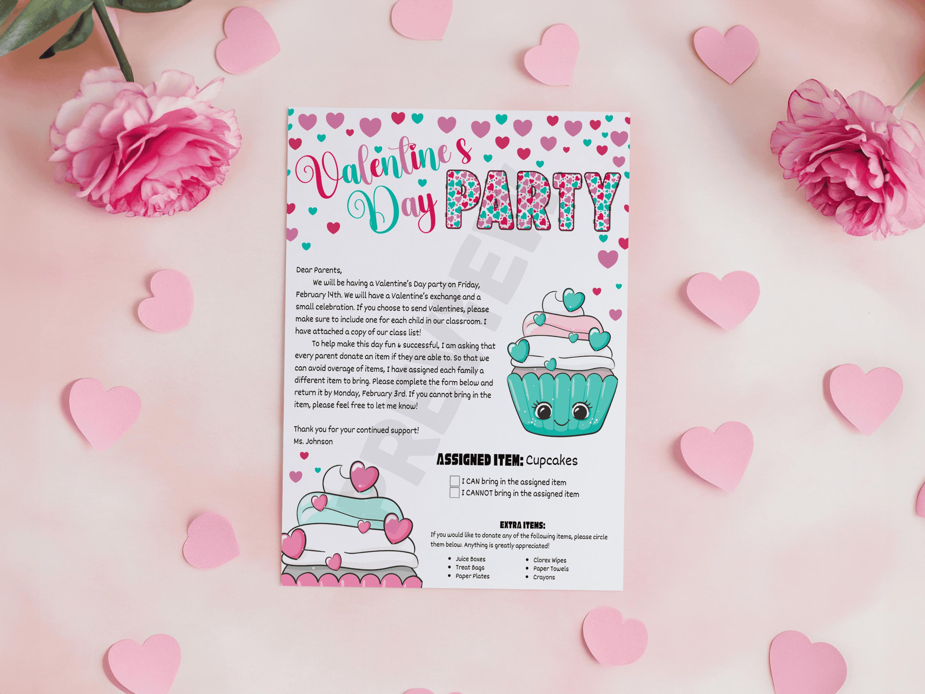 Valentine's Day Classroom Party Bundle Teacher Planning Kit With Parent ...