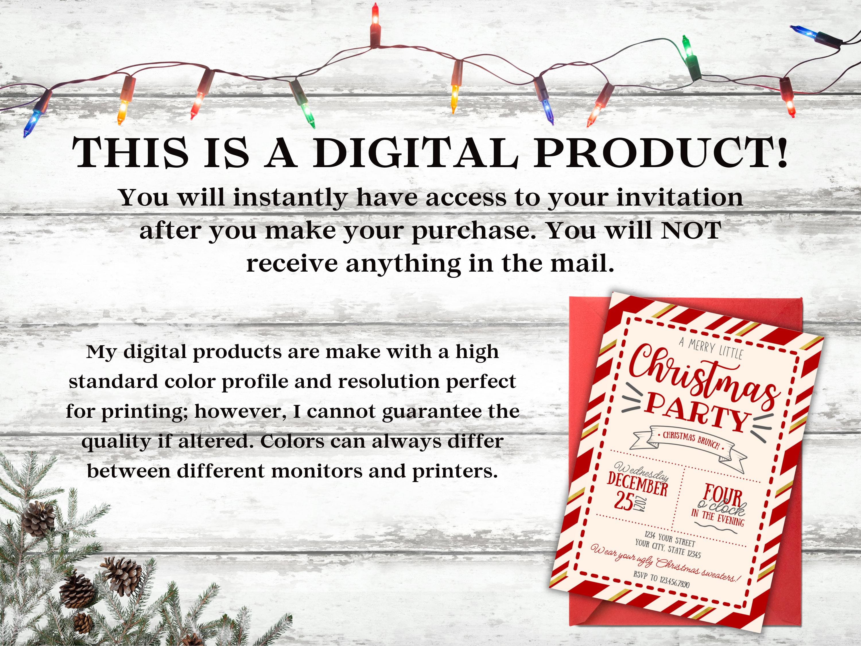 Christmas Party Invitation Template Editable Invite Printable