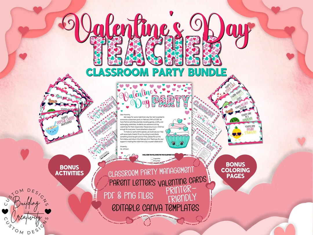 Valentine's Day Classroom Party Bundle Teacher Planning Kit With Parent ...