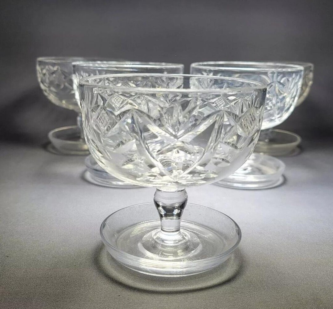5x Webb Corbett Crystal Footed Sundae Dishes Ice Cream Champagne ...