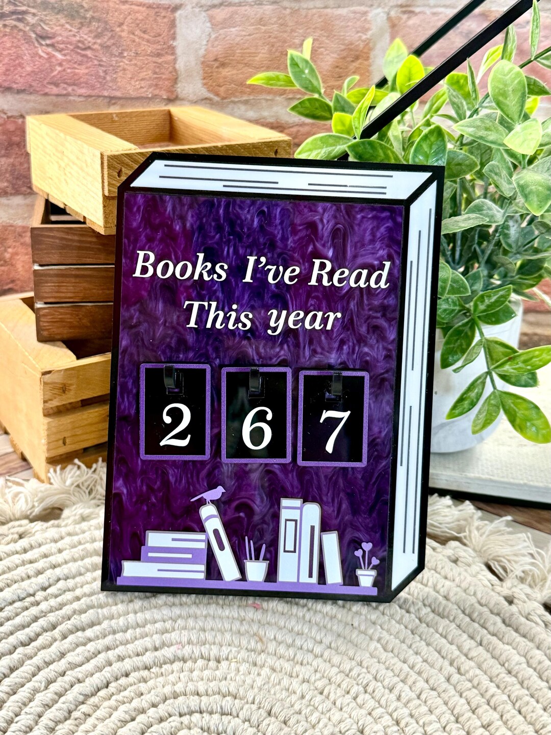 Book Counter | Yearly Book Counter | Bookshelf Decor | Acrylic Book ...