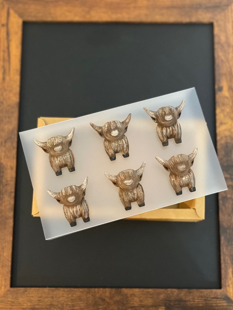 Hand Painted 3D Printed Highland Cow Magnet Set Cow Magnets - Etsy