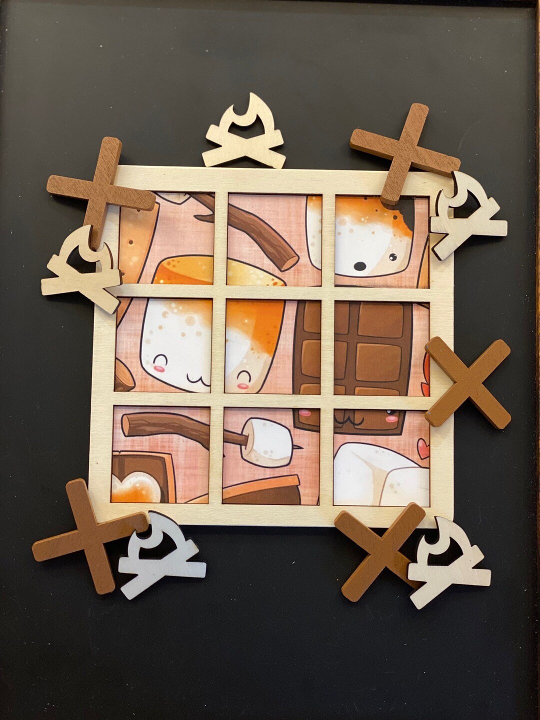 Camping Tik Tac Toe Board Smores Game Kids on the Go Games - Etsy