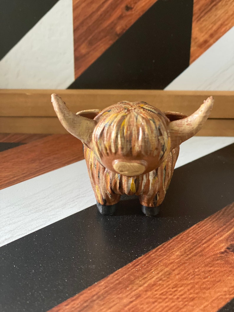 Hand Painted 3D Printed Highland Cow Figure | Cow Figure | Highland Cow ...