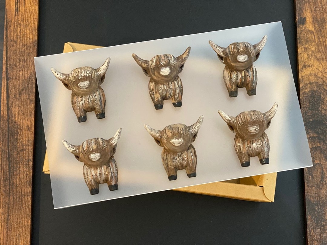 Hand Painted 3D Printed Highland Cow Magnet Set Cow Magnets Highland ...