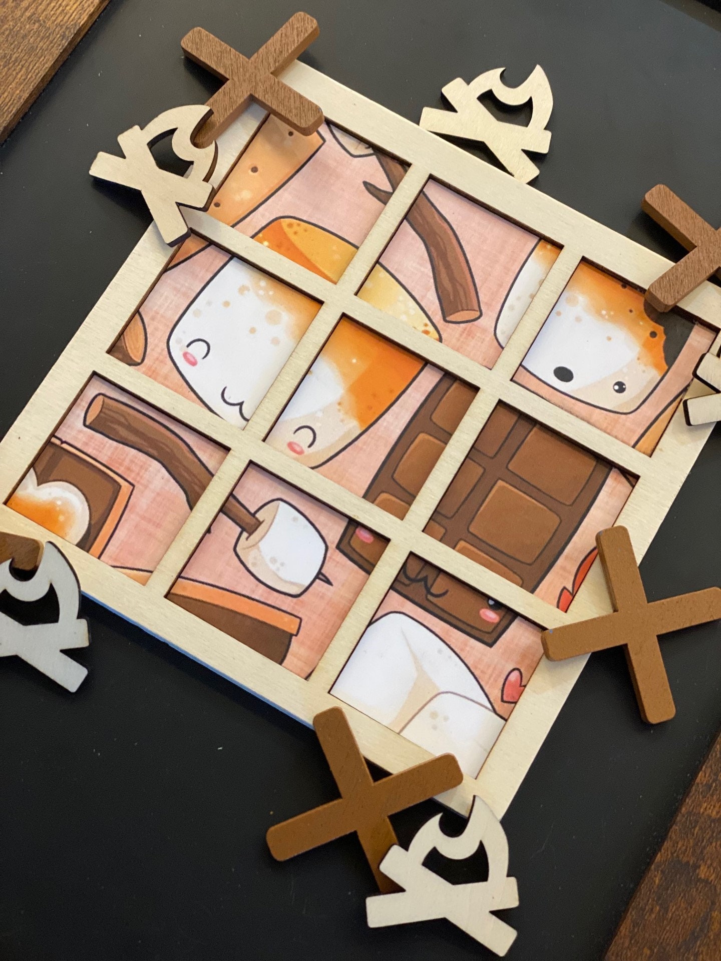 Camping Tik Tac Toe Board Smores Game Kids on the Go Games - Etsy