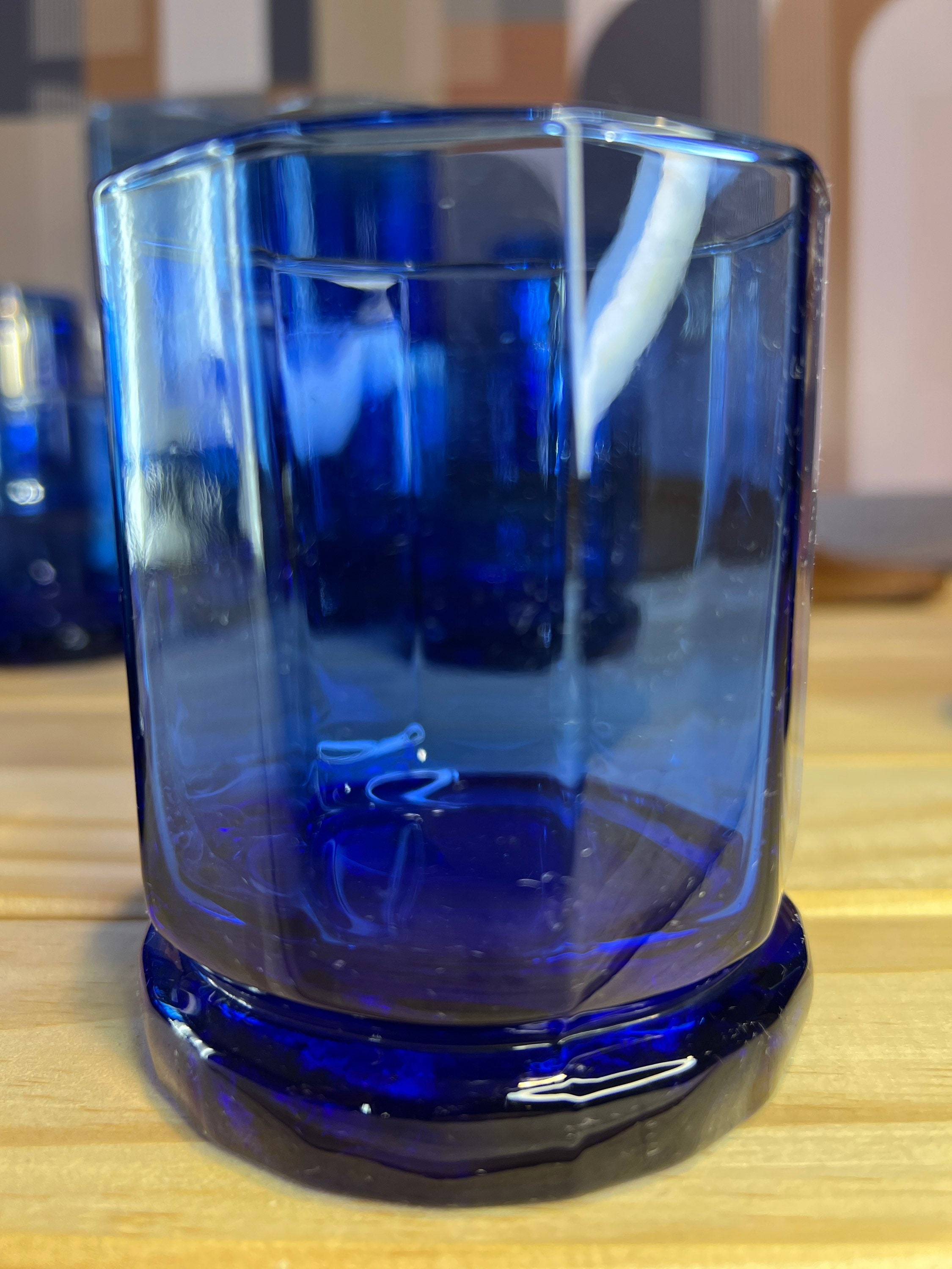 Vintage MCM Cobalt Blue Anchor Hocking Octagon Tumblers Essex - Etsy