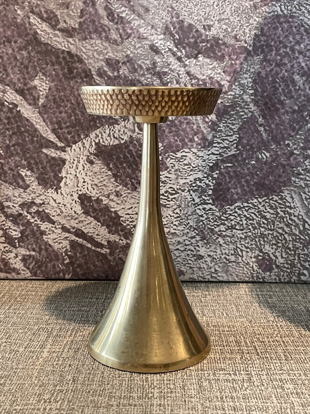 Vintage MCM Brass Candle Holder W/ Prickett Vintage MCM Candle Holder ...