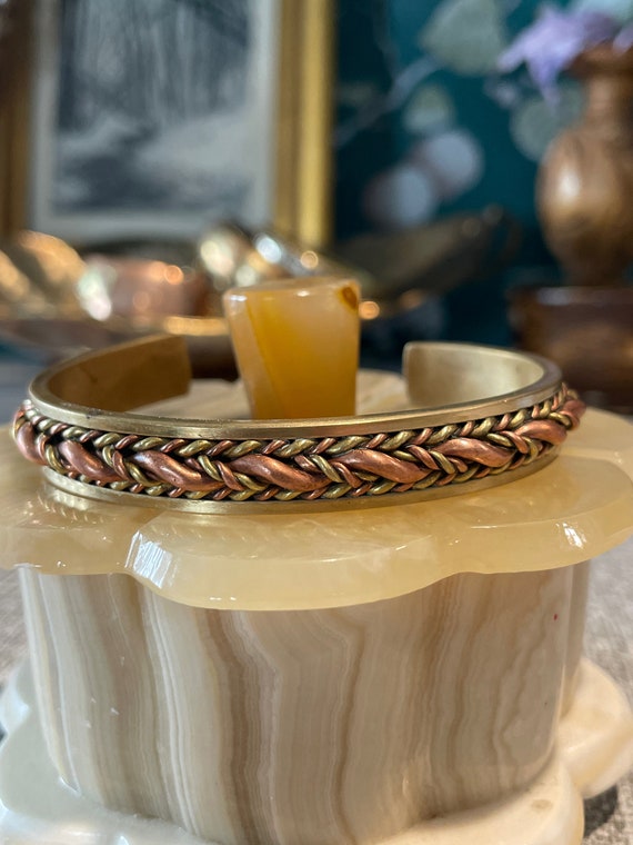 Vintage Twisted Brass and Copper Adjustable Cuff Brac… - Gem