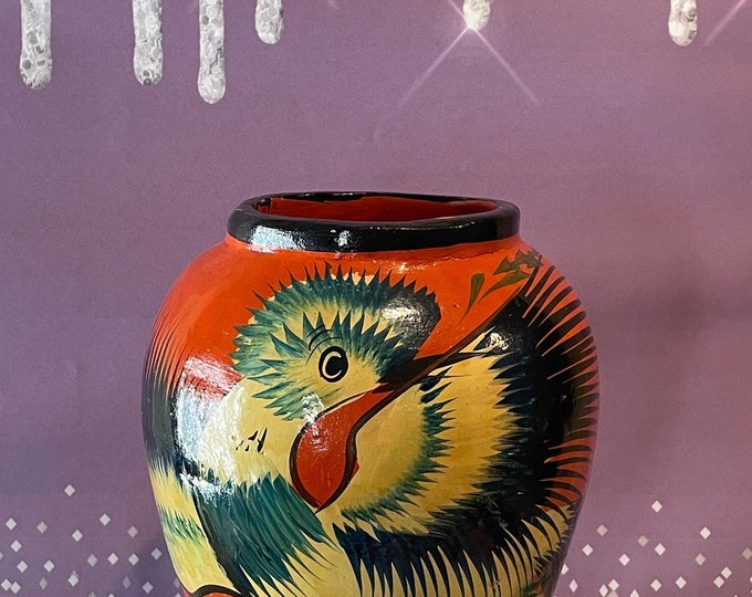 Vintage Mexican Pottery Vase | Mid Century Hand Painted Mexican Pottery ...