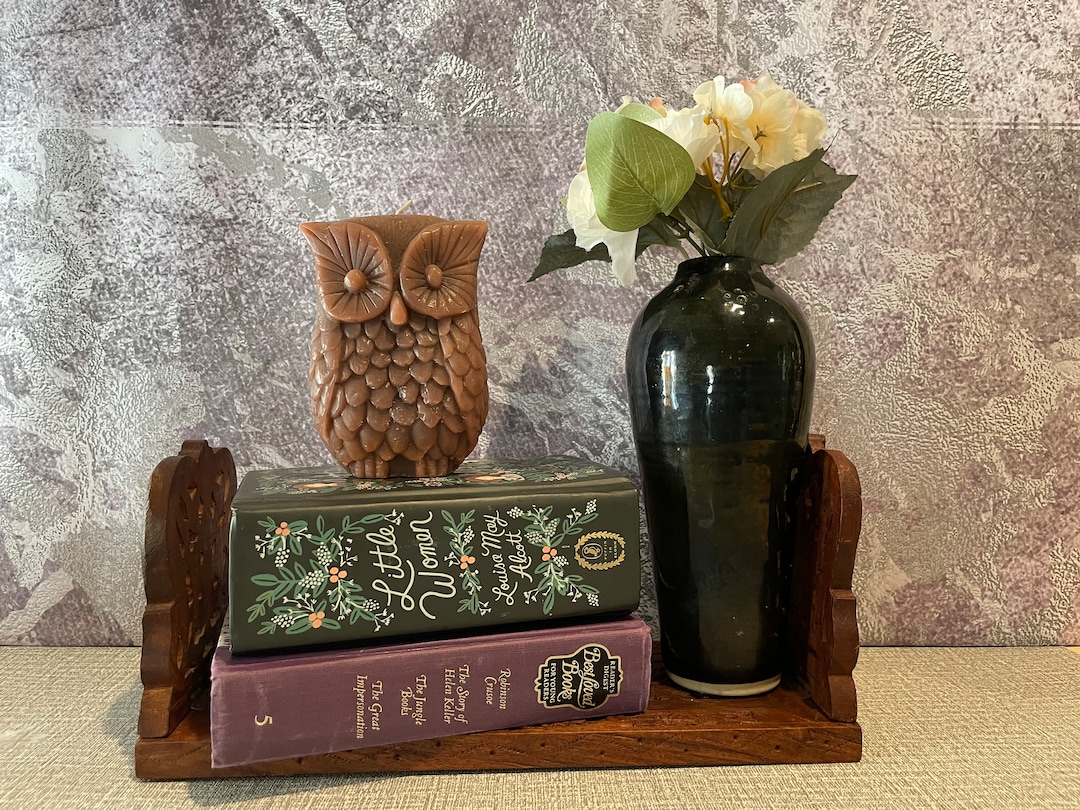 Vintage 1970’s Carved Wood Sliding Bookends | Telescoping Book Ends ...