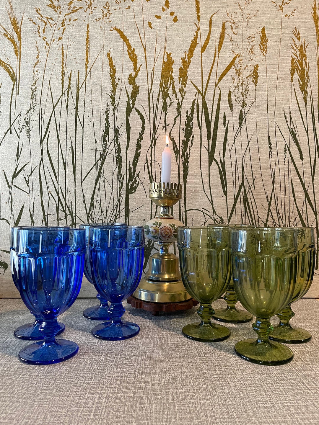 Vintage Libbey Duratuff Gibraltar Cobalt Blue or Olive Green Water ...