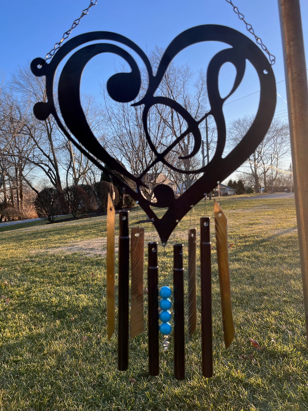 Metal Music Notes Clef Heart Love Garden Nature Wind Chime - Etsy