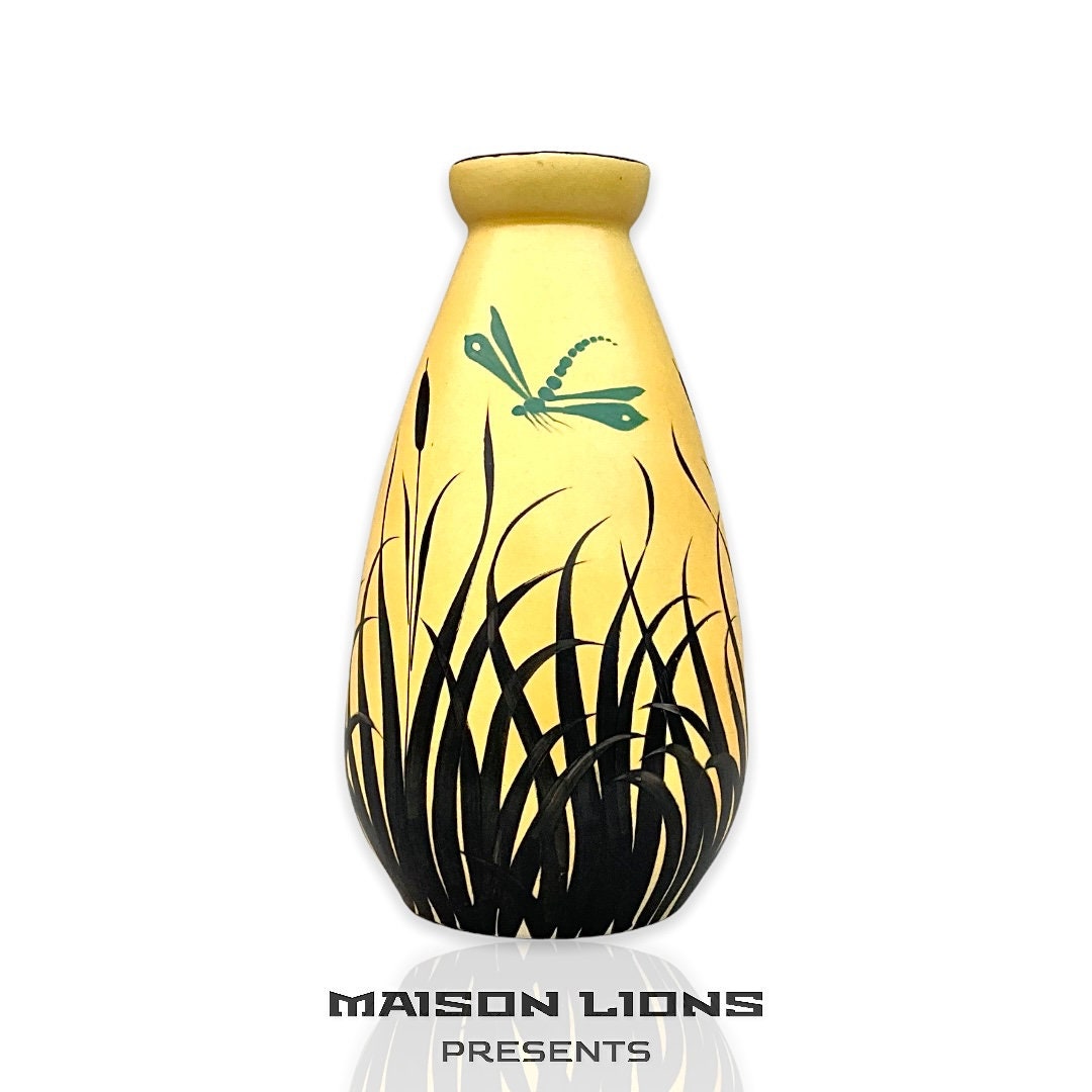 Art Deco Vase With Dragonfly by AMC August Mouzin … Belgium ~ 1930s - Etsy