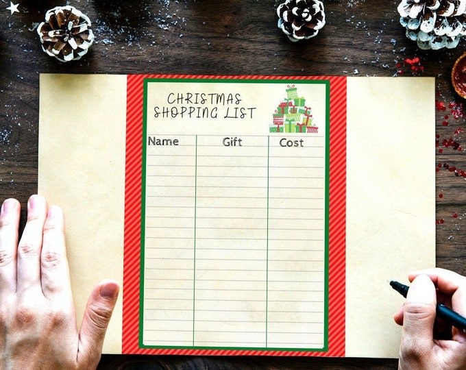 Christmas Shopping List, Printable Christmas Gift Planner - Etsy