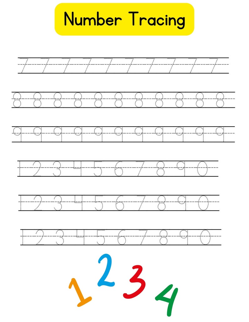 Number Tracing 0-9 for Preschool to Kindergarten Students, Homeschool ...
