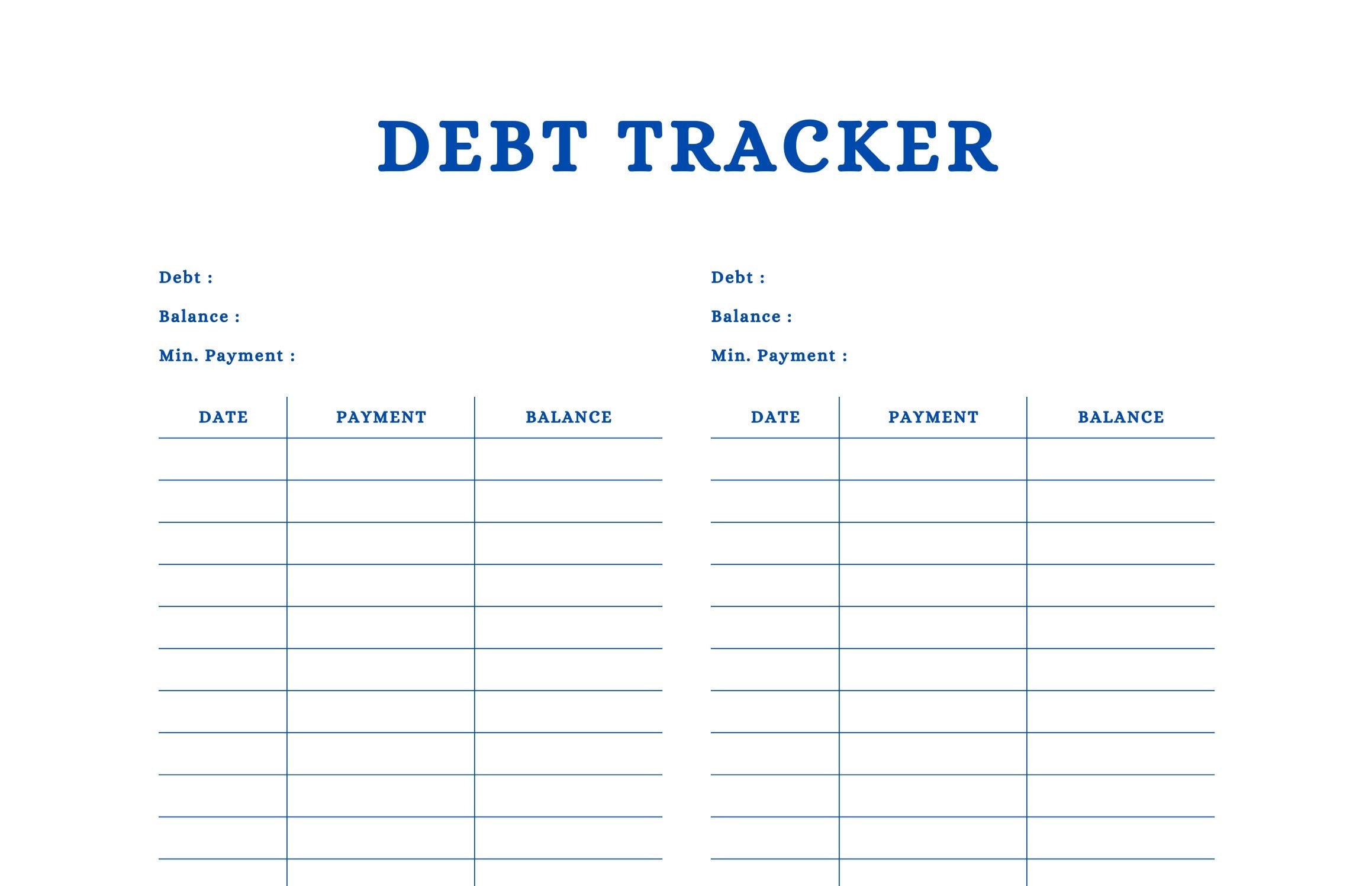 Monthly Budget Spreadsheet, Printable Budget and Debt Tracker ...