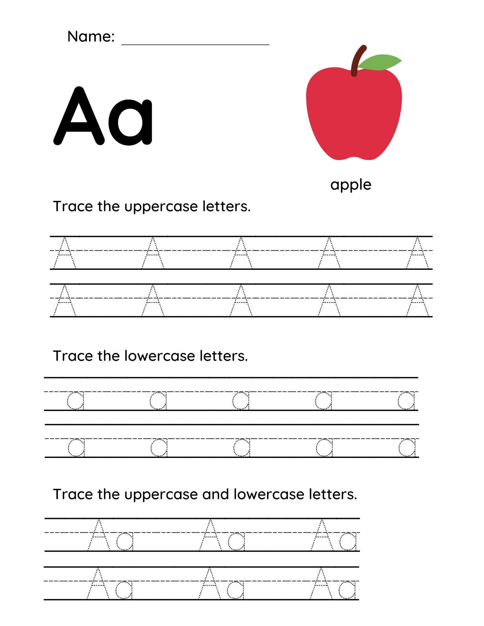 Printable Alphabet Tracing With Lowercase and Uppercase Letters ...