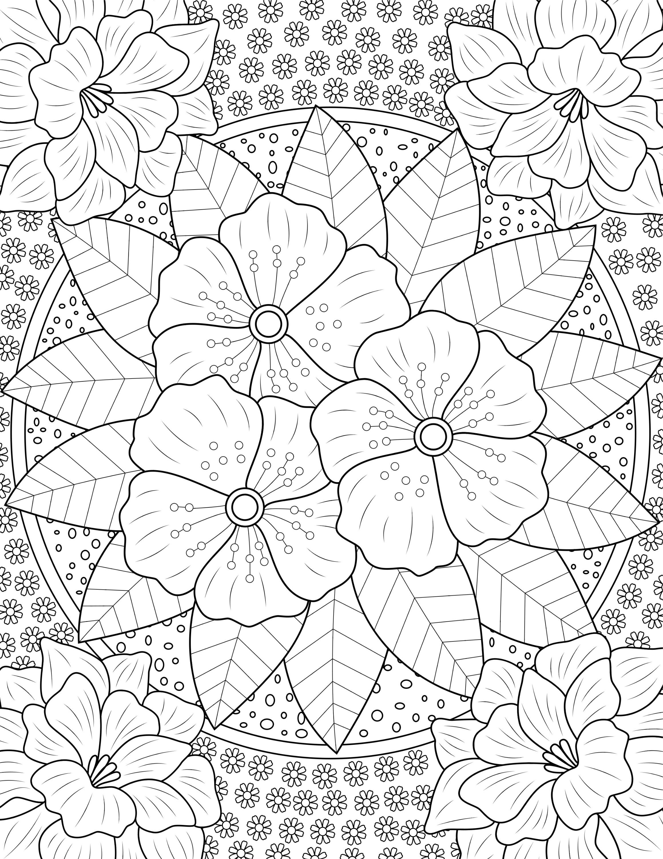 Adult and Teen Coloring Pages, 10 Pages of Floral Design Coloring Pages ...