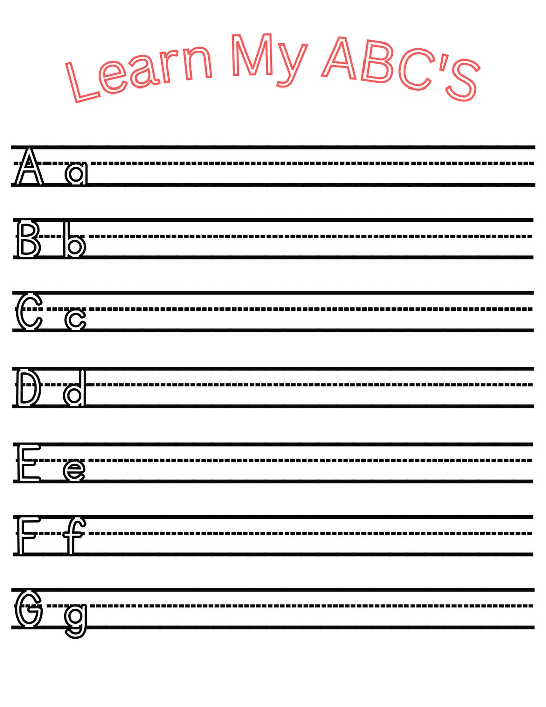 ABC Learning Worksheets for Pre-k to Kindergarten, Printable ABC ...