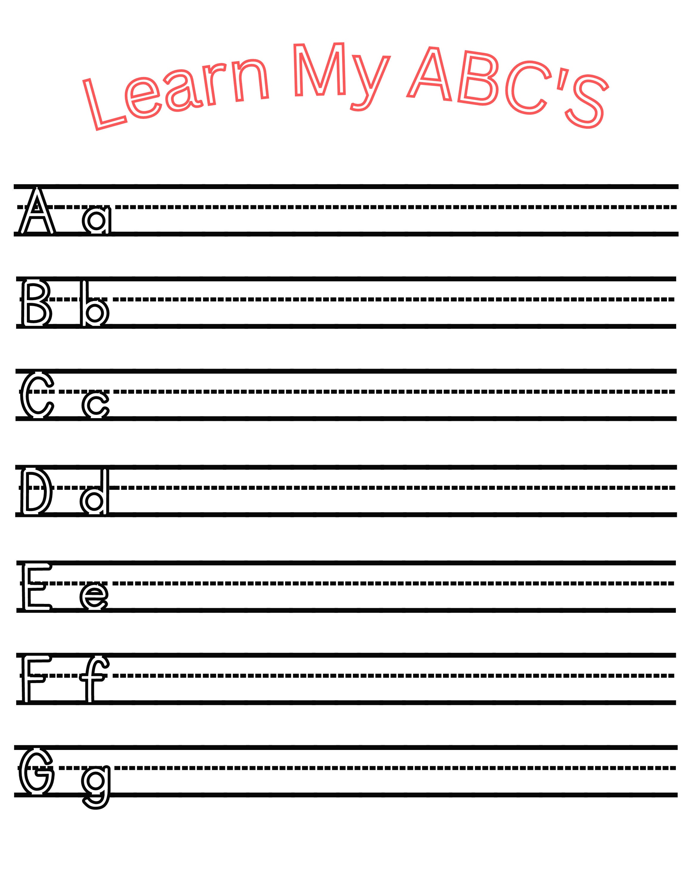 ABC Learning Worksheets for Pre-k to Kindergarten, Printable ABC ...