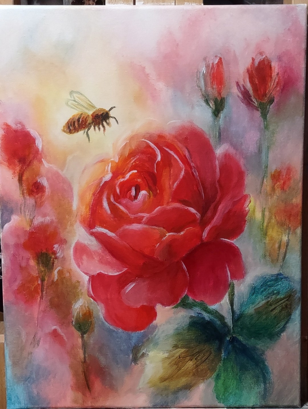 A Rose and a Bee - Etsy