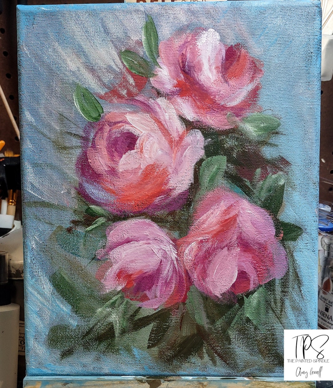 Original Acrylic Roses Painting - Etsy