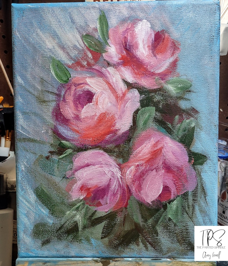 Original Acrylic Roses Painting - Etsy