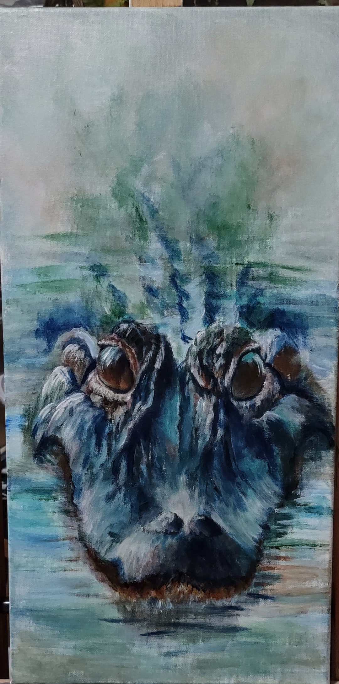Alligator Art, Impressionistic Animal Painting, Water Wall Decor, - Etsy