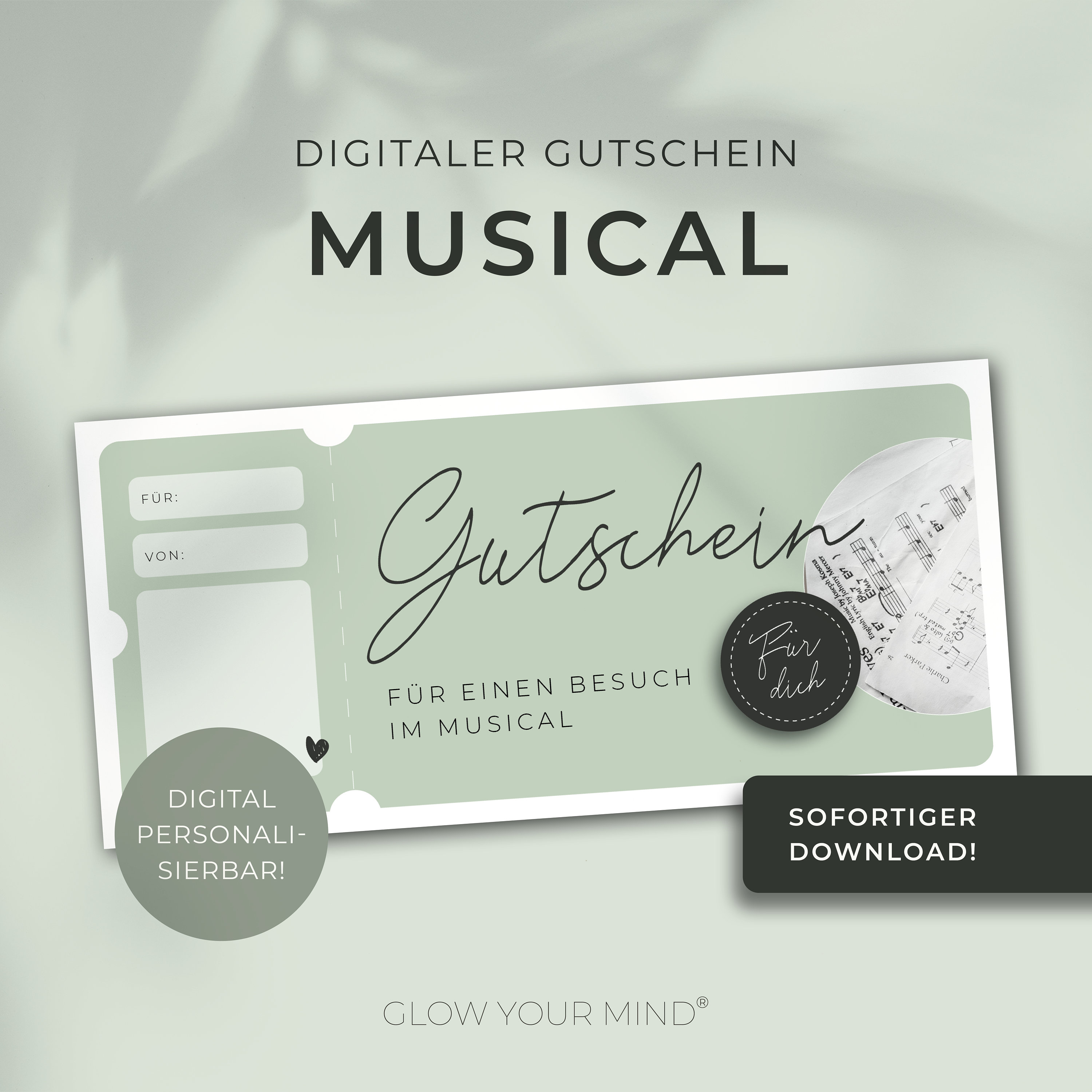 Digital Voucher Musical Customizable Voucher Template to Print Out Gift ...
