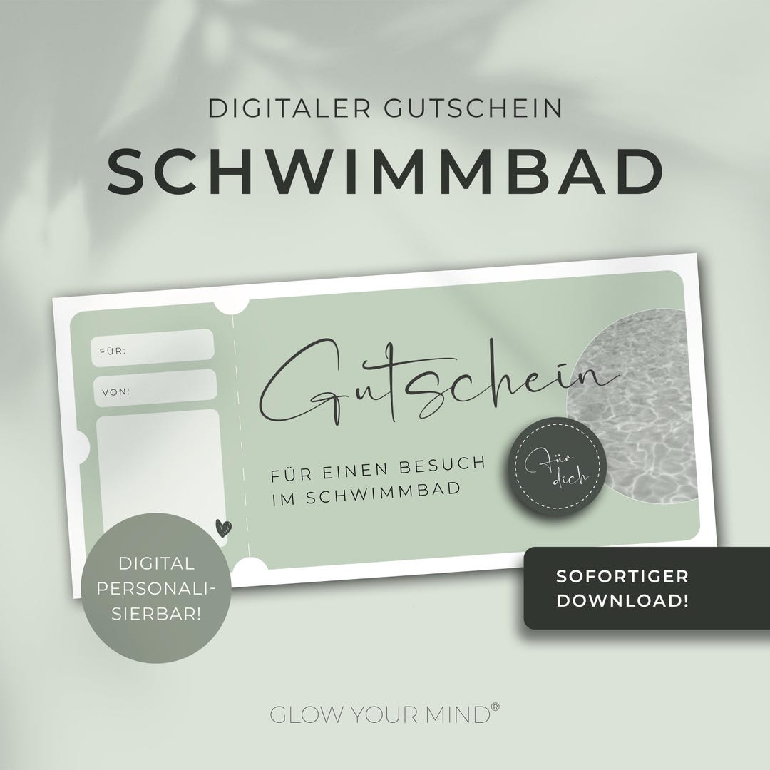 Voucher Swimming Pool Print Template Digitally Personalizable Template ...