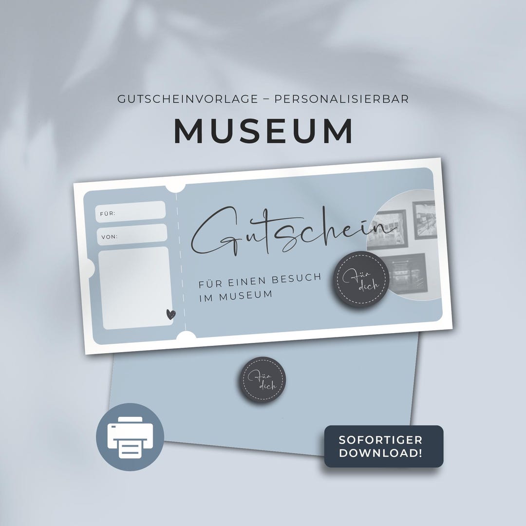 Museum Voucher Print Template Customizable | Print Template | Gift Idea ...
