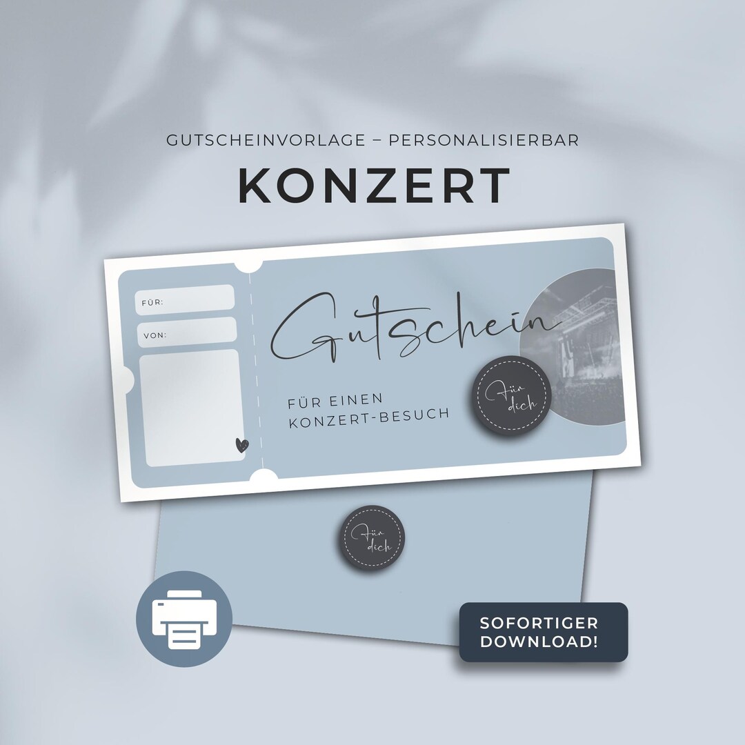 Concert Voucher Print Template Customizable | Print Template | Gift ...