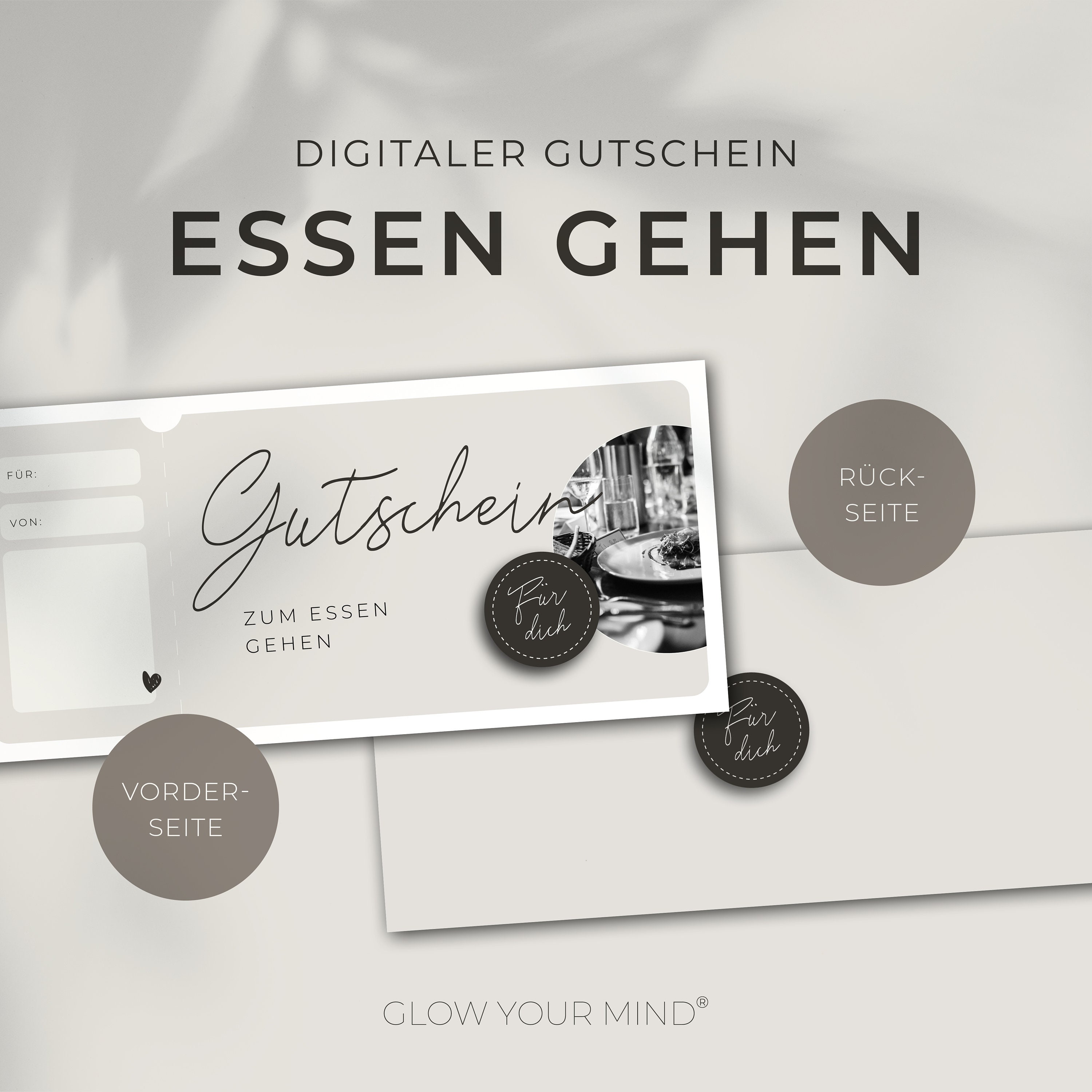 Digitaler Gutschein Essen gehen personalisierbar Gutscheinvorlage zum ...