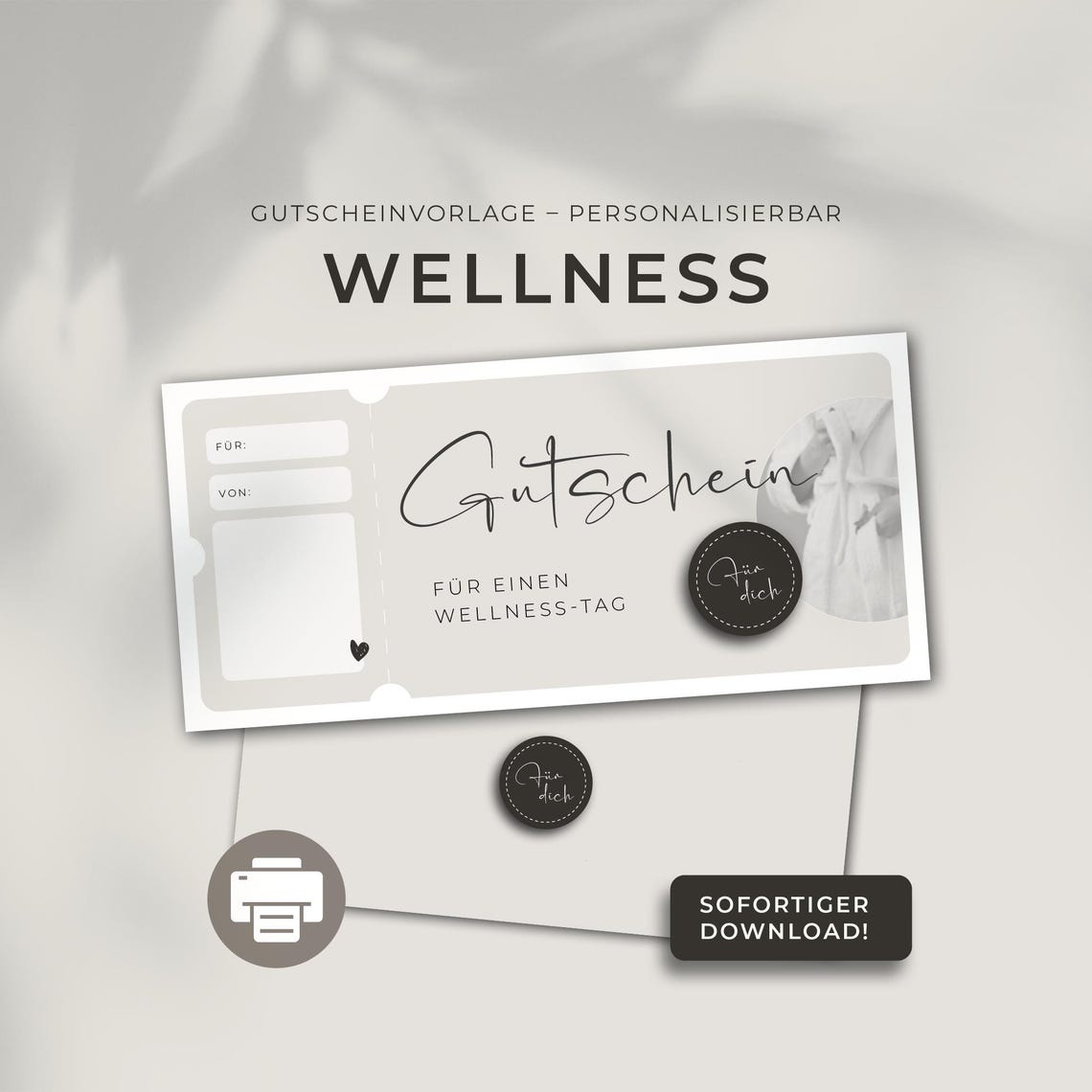 Wellness Voucher Print Template, Customizable | Print Template | Gift ...