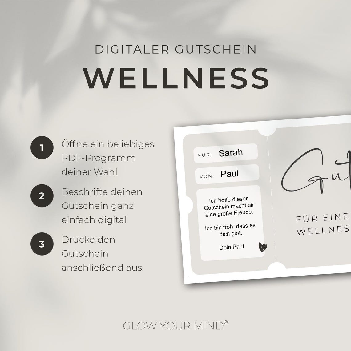 Wellness Voucher Print Template, Customizable | Print Template | Gift ...