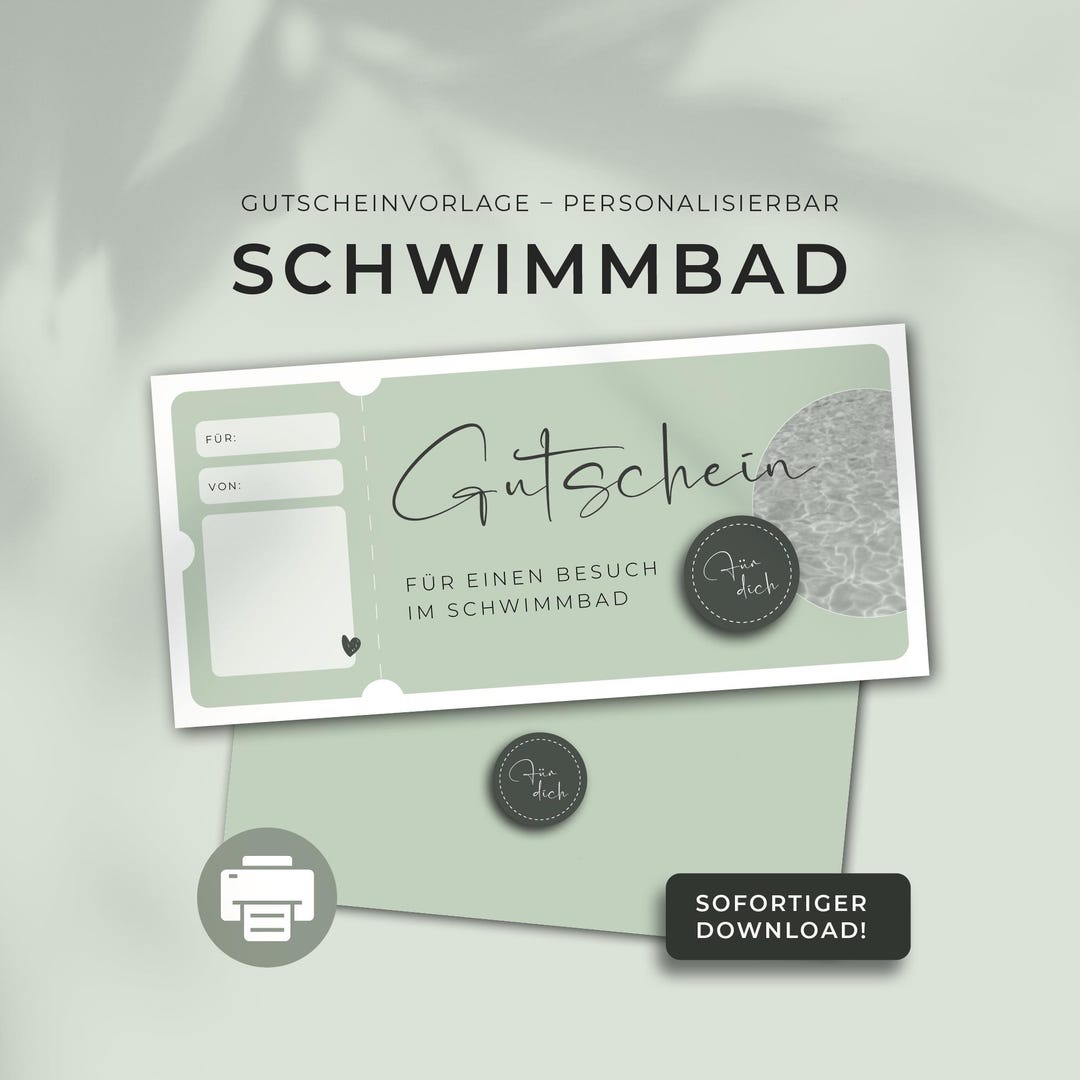Swimming Pool Voucher Print Template, Customizable Template, Printable ...