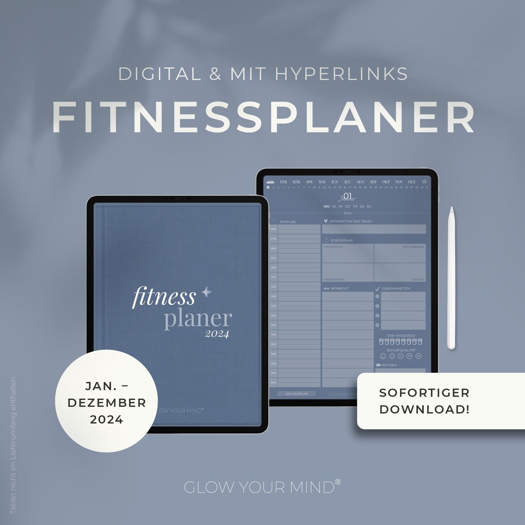 Fitness Planner 2024 Digital Dark Blue Blue iPad Tablet - Etsy