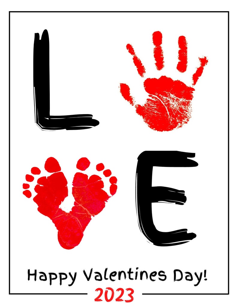 2023 “love” Hand and Foot Print Valentines Keepsake - Etsy