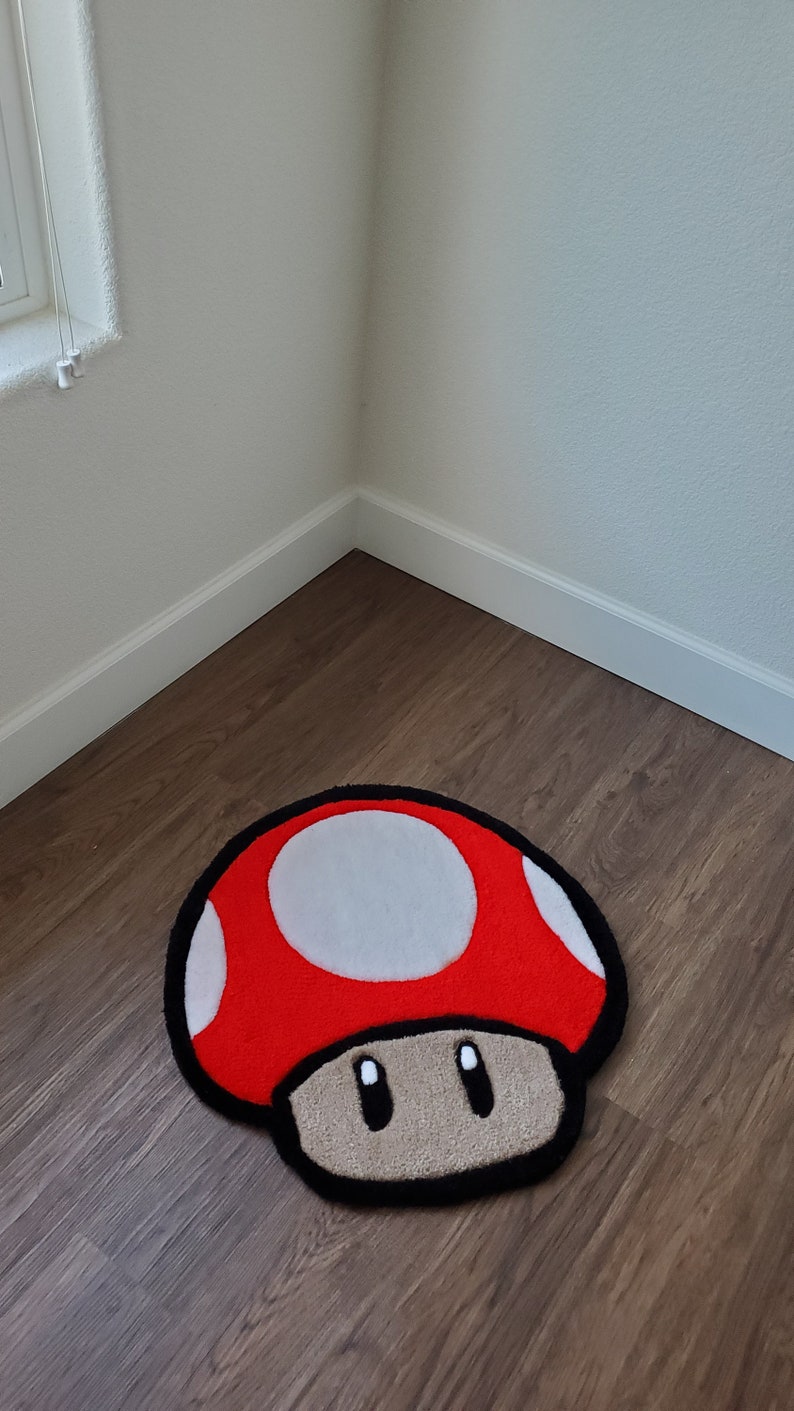 Mushroom Tufted Rug Handmade Mario Free Shipping Made - Etsy