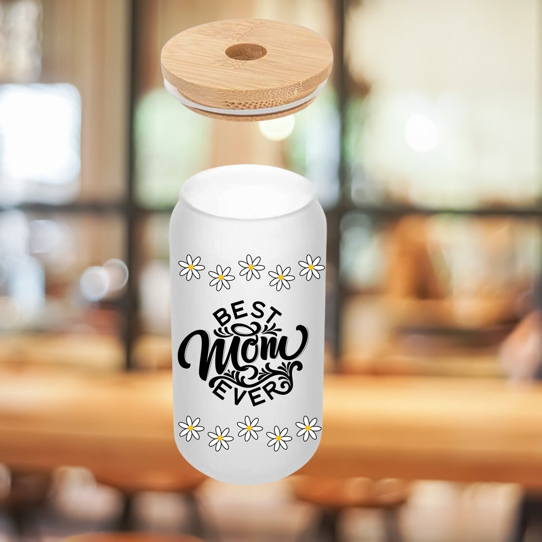 Personalized Frosted Libby Glass Can With Bamboo Lid & Straw Glass Iced ...