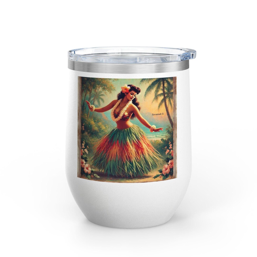Tropical Hula Wine Tumbler, 12oz | Beach Vibes, Summer Party Cup, Gift ...