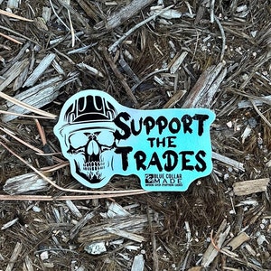 Blue Collar Working Class Vinyl Sticker | Support the Trades Skull ...