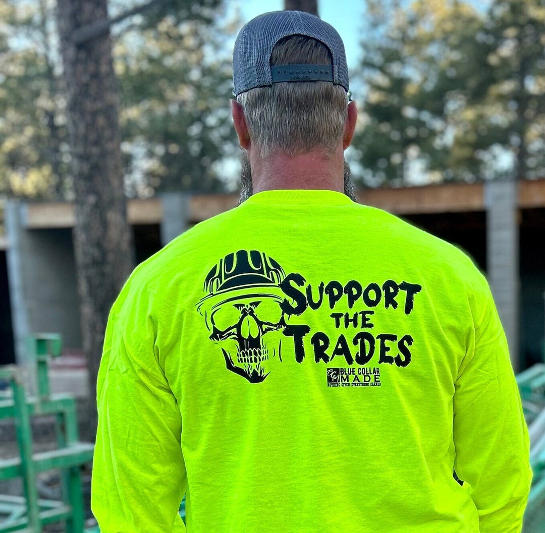 Support the Trades Skull Shirt | High Viz Blue Collar Tee - Etsy