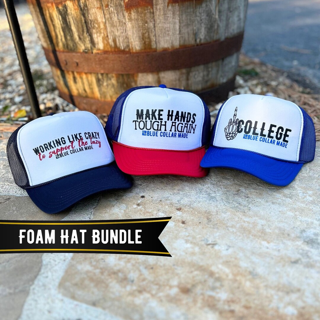 Blue Collar Working Class | Foam Hat Bundle | Blue Collar Stickers ...