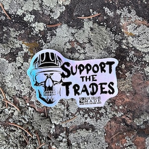 Blue Collar Working Class Vinyl Sticker | Support the Trades Skull ...